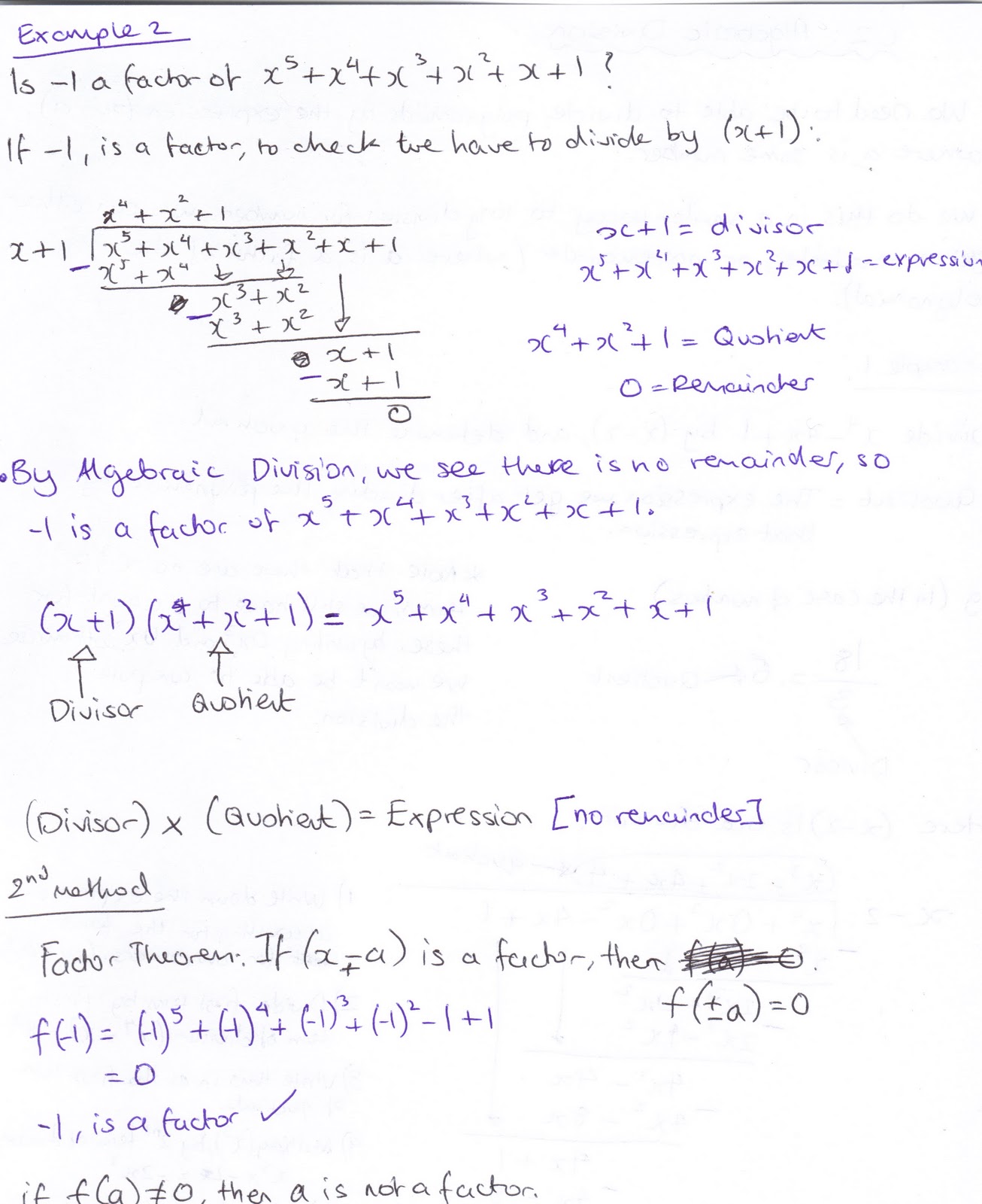 A-Level Mathematics: Algebraic Division,Factor Theorem and Remainder ...