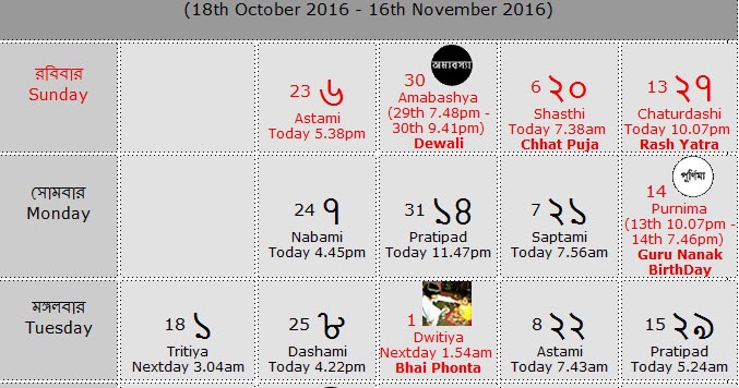 Bengali Calendar – Kartik 1423 - Blazonsart.com