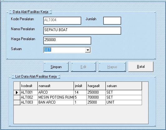 aplikadi Pengadaan Alat-alat Tenaga Kerja pada Perusahaan dengan VB 6.0 ...