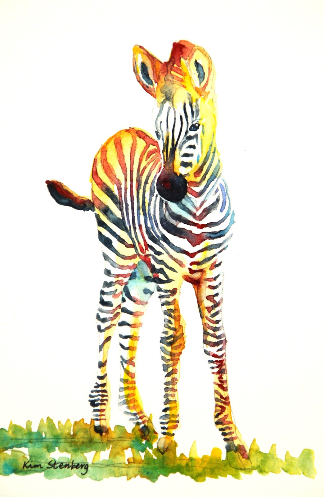 Kim Stenberg's Painting Journal: "Baby Zebra in Sunset" (watercolor on ...