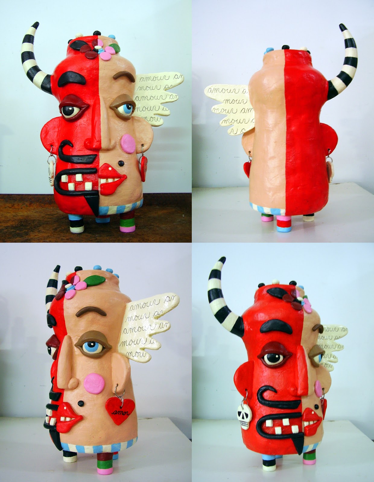 Mypinkturtle: MORE about my NEW clay Devil-Angel SCULPTURE ...