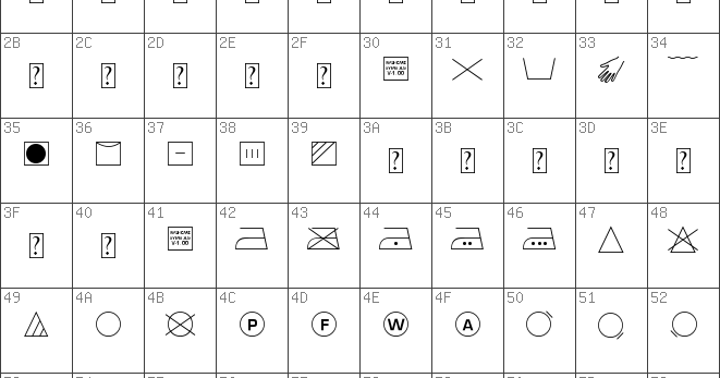 Wash Care Symbols M54, Washing Instructions Font Free Download | Free ...
