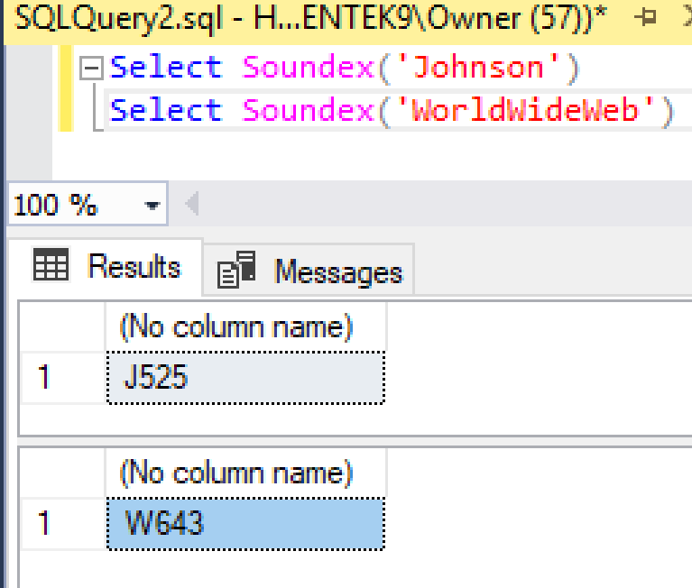 Hodentekmsss String Function Soundex