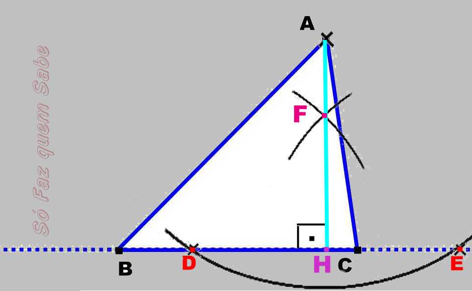Altura de um triângulo. Construção geométrica. - Só Faz Quem Sabe