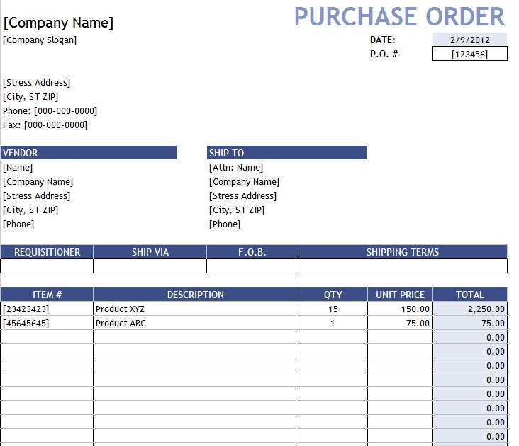 Purchase Request Form Excel Template ~ Template Sample