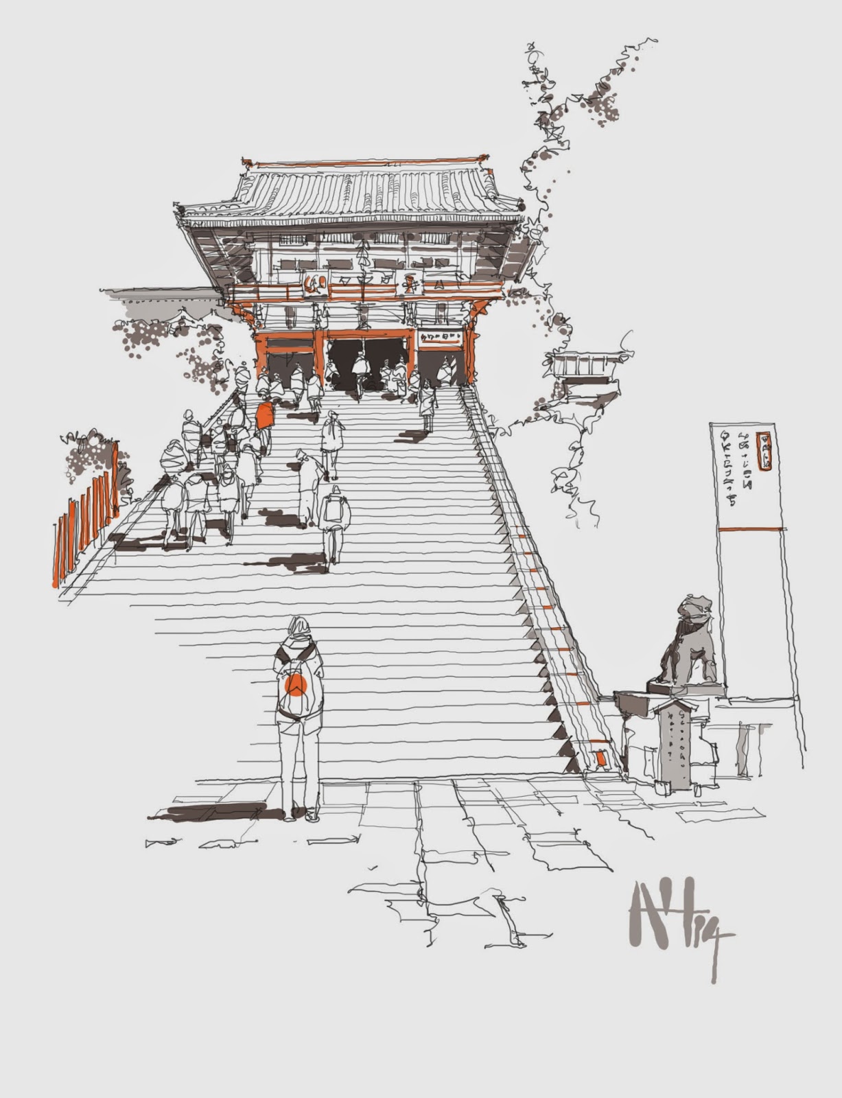 ARCHITECTURAL ILLUSTRATION // nickhirst: Temple at Kamakura, nr. Tokyo ...