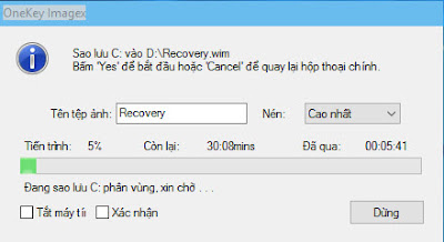 Cách dùng OneKey Ghost tạo file recovery.wim