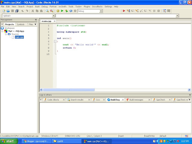 cpp-mysql database connectivity using code blocks with sample project ...