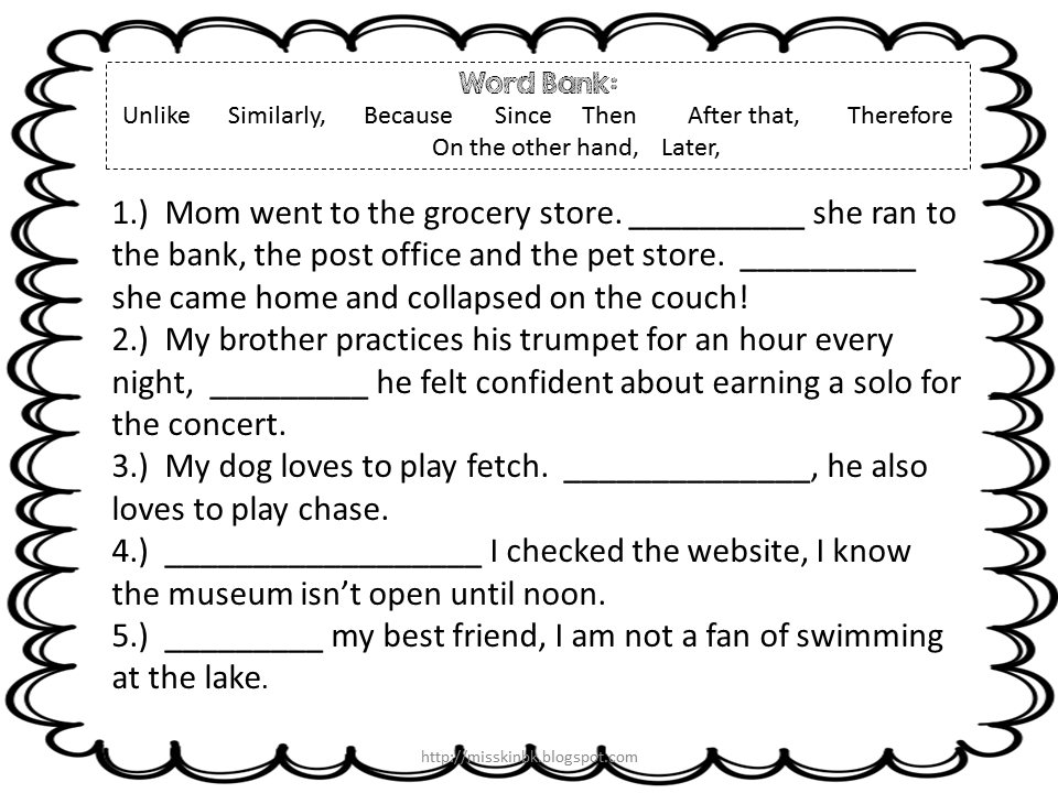 MissKinBK: A Fifth Grade Blog: Using Transitions In Writing {Freebie!}