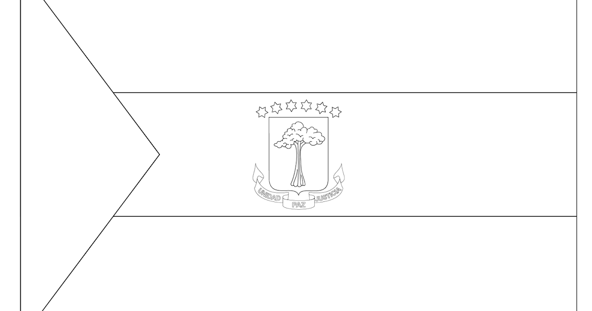 Coloring Page | Flag of Equatorial Guinea | Drawing | Outline Vectors ...