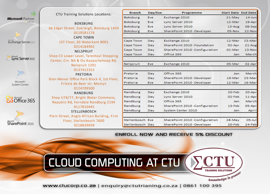 Cloud Computing Training Schedule | CTU Training Solutions Chatz