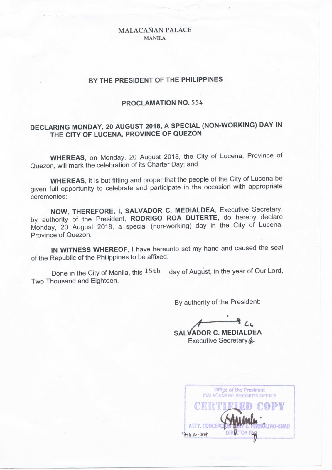 Philippine Holidays: August 2018