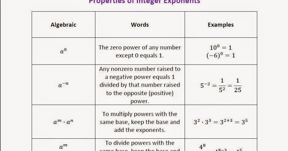 Properties of Integer Exponents