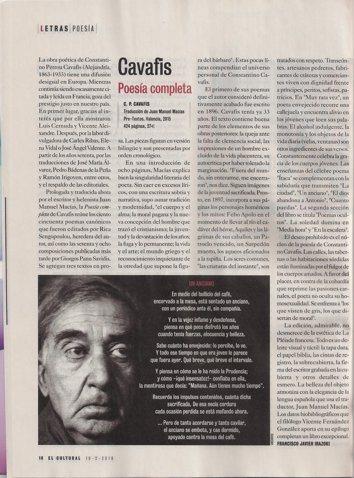 las diosas y las nubes: La Poesía completa de Cavafis en El Cultural