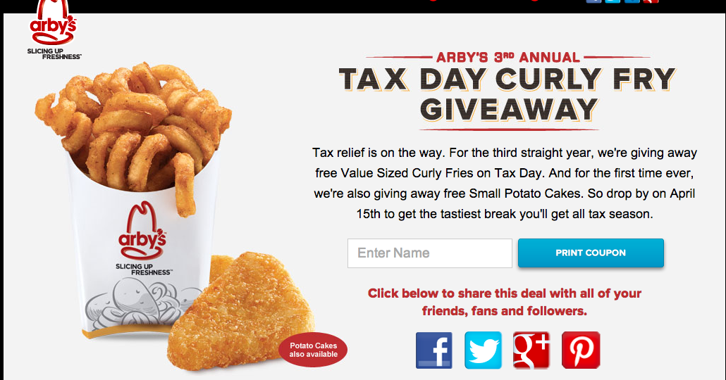 FREE IS MY LIFE: COUPON: FREE Curly Fries or Small Potato Cakes at Arby ...