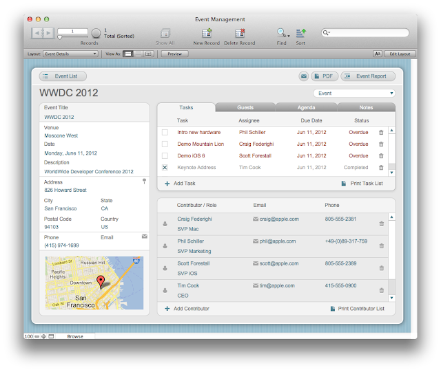 The Mac Office: Event Management: FileMaker Pro 12 Starter Solution