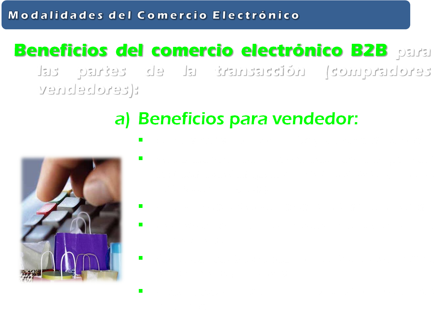 E-COMMERCE: MODALIDADES DEL COMERCIO ELECTRONICO