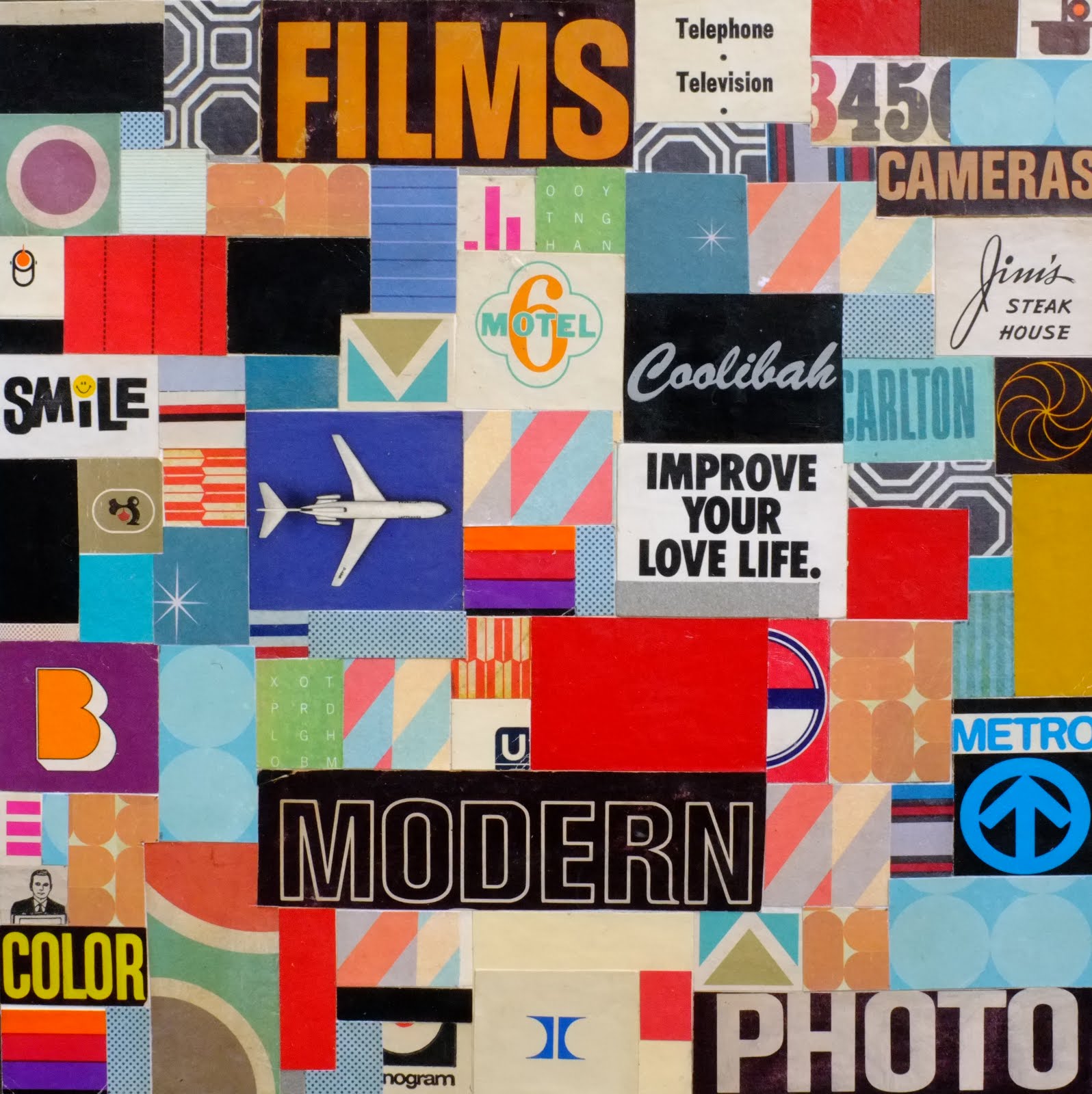 The Painted Cube: New Vintage Paper Collages - with retro text and ...