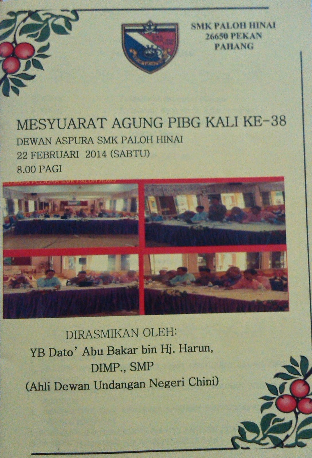 SMK Paloh Hinai: MESYUARAT AGUNG PIBG SMK PALOH HINAI 2014