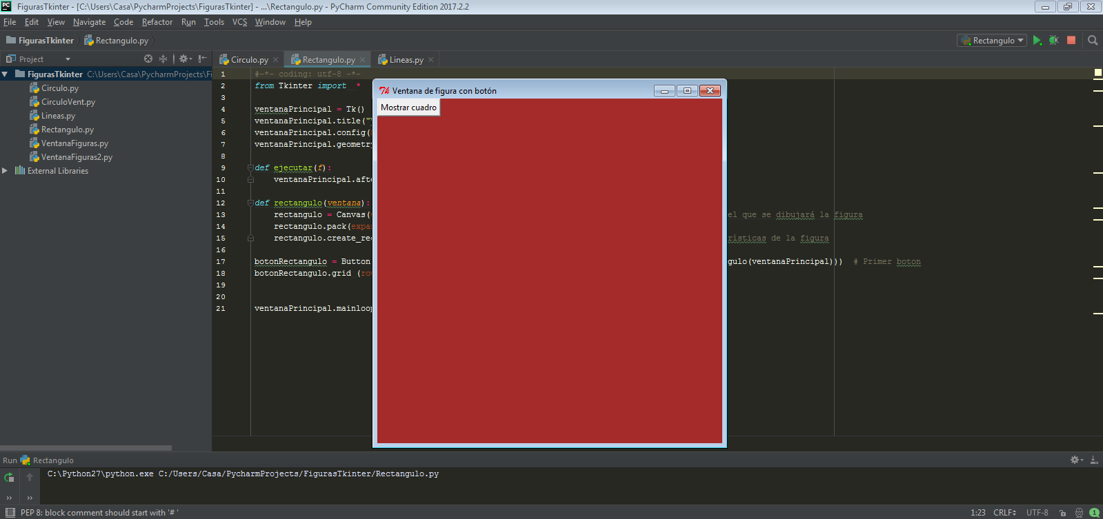 David Alejandro Mendoza Martínez: Práctica con funciones y figuras Tkinter