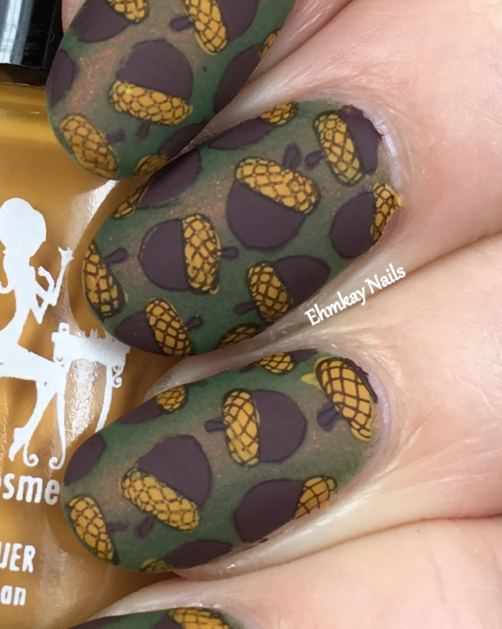ehmkay nails: Acorn Nail Art: Reverse Stamping with Girly Bits over ...