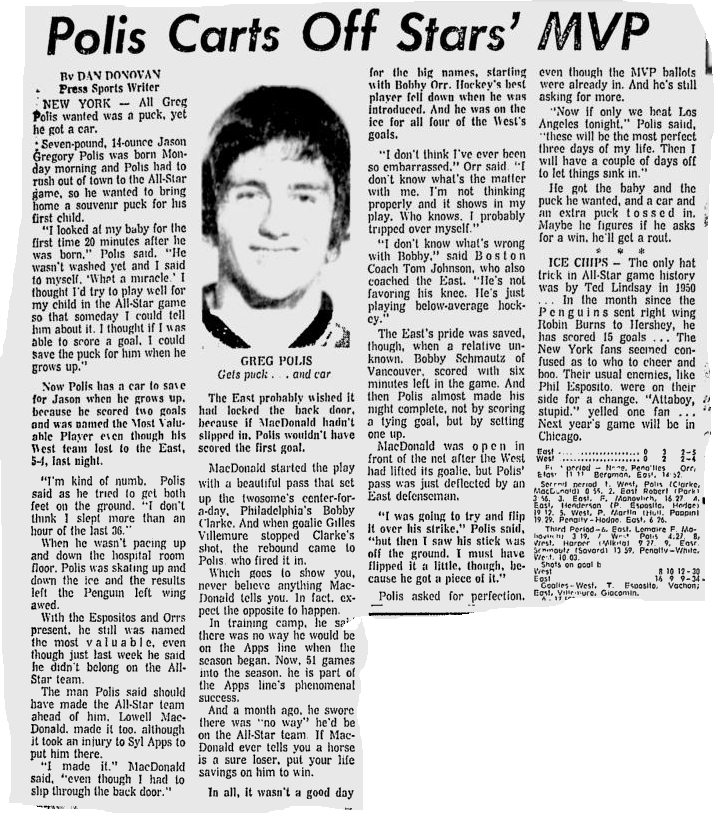 Penguins History: Greg Polis wins 1973 All-Star MVP