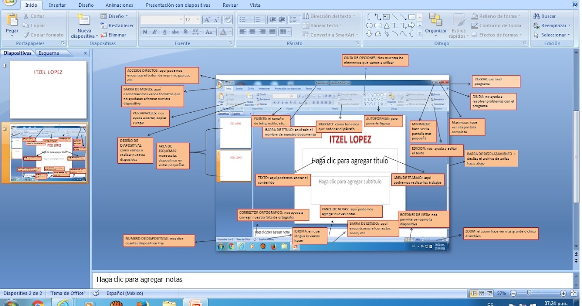 Partes de power point
