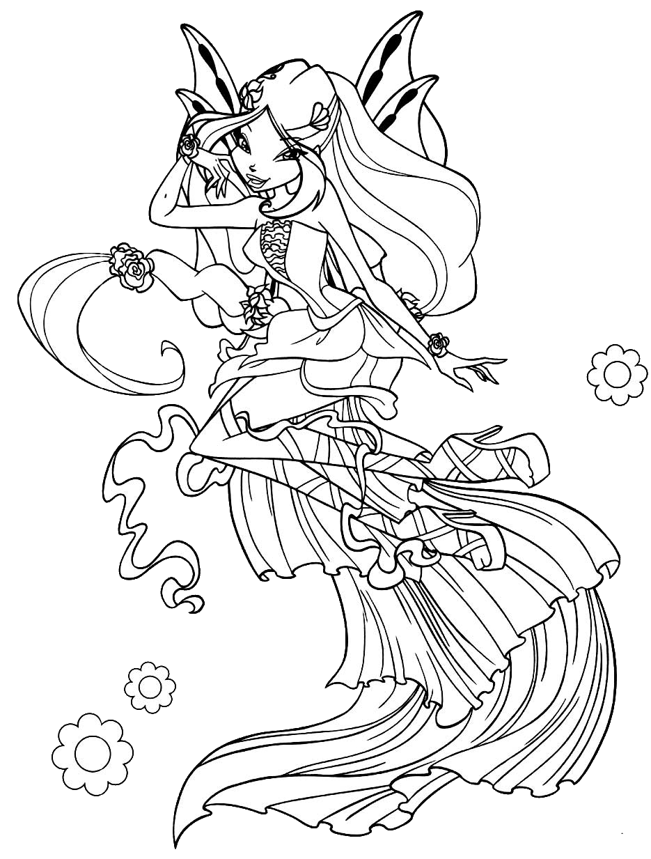 Winx Club Flora Charmix Coloring Pages Sketch Coloring Page