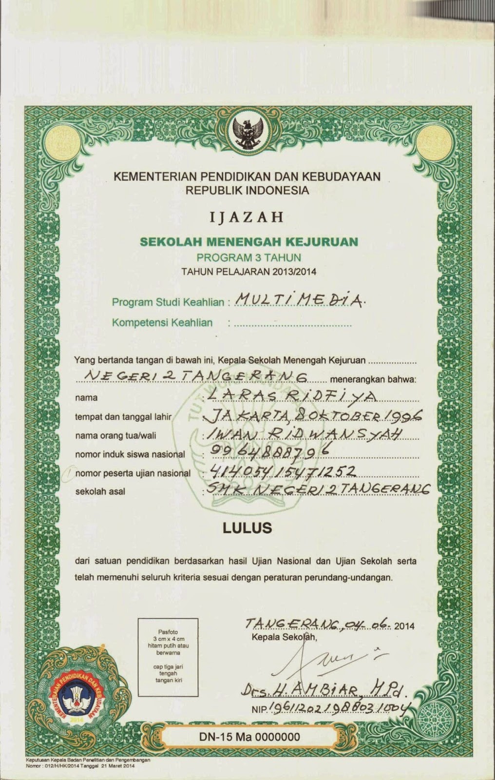 Penulisan NISN di Ijazah SD, SMP, SMK tahun 2013 - SD NEGERI DUKUH ...