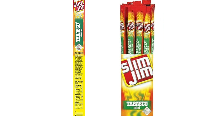 24 Pack of 0.97oz Slim Jim Giant Smoked Snacks, Tabasco Flavor $11.04 ...
