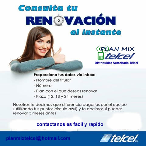 PLANMIXTELCEL: Contrata o renueva tu plan de renta TELCEL