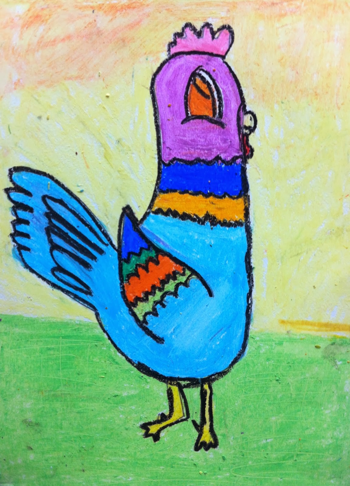 Mrs. Wille's Art Room: Picasso inspired oil pastel rooster drawings