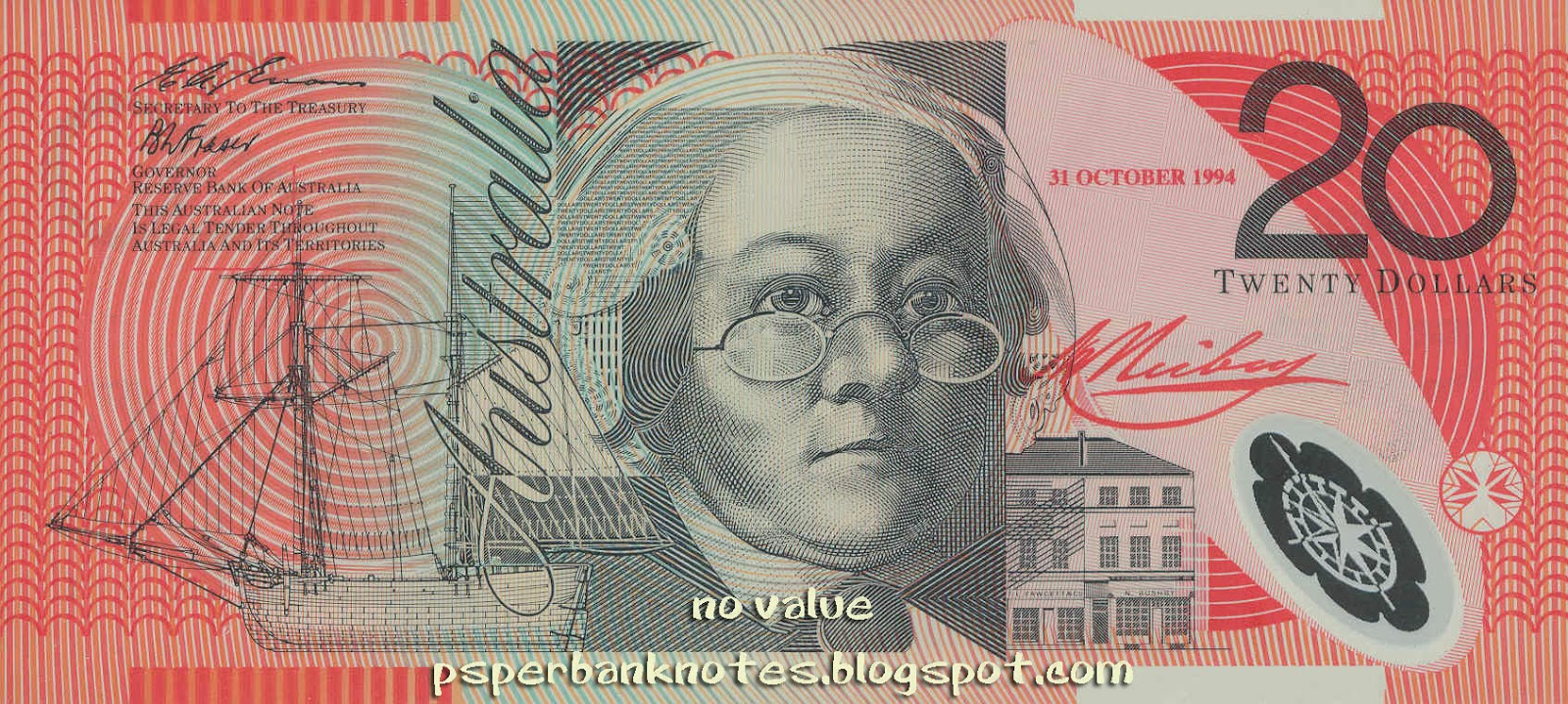 australia: .Australia - $20 1994 Portfolio Set of Two Notes Hard Cover