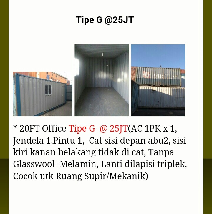 Office Container Tipe G - Harga Container, Jual Kontainer Bekas Murah