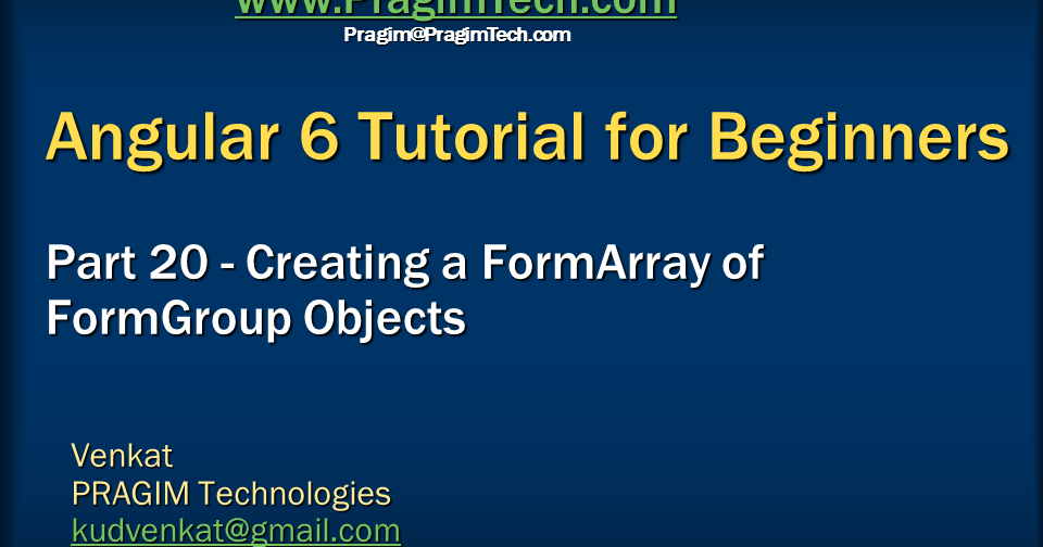 Sql Server Net And C Video Tutorial Creating Formarray Of Formgroup Objects In Angular Slides