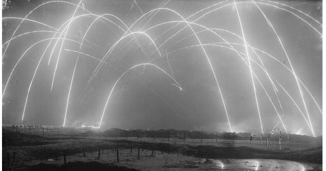 Military History Of the 20th Century: WWI night view of Artillery fire