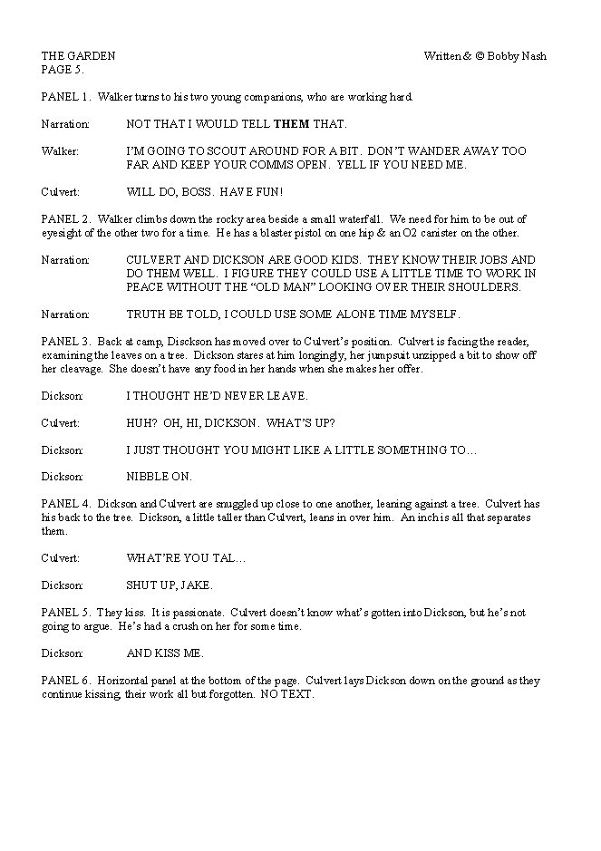www.bobbynash.com: The Garden (a comic book script by Bobby Nash)