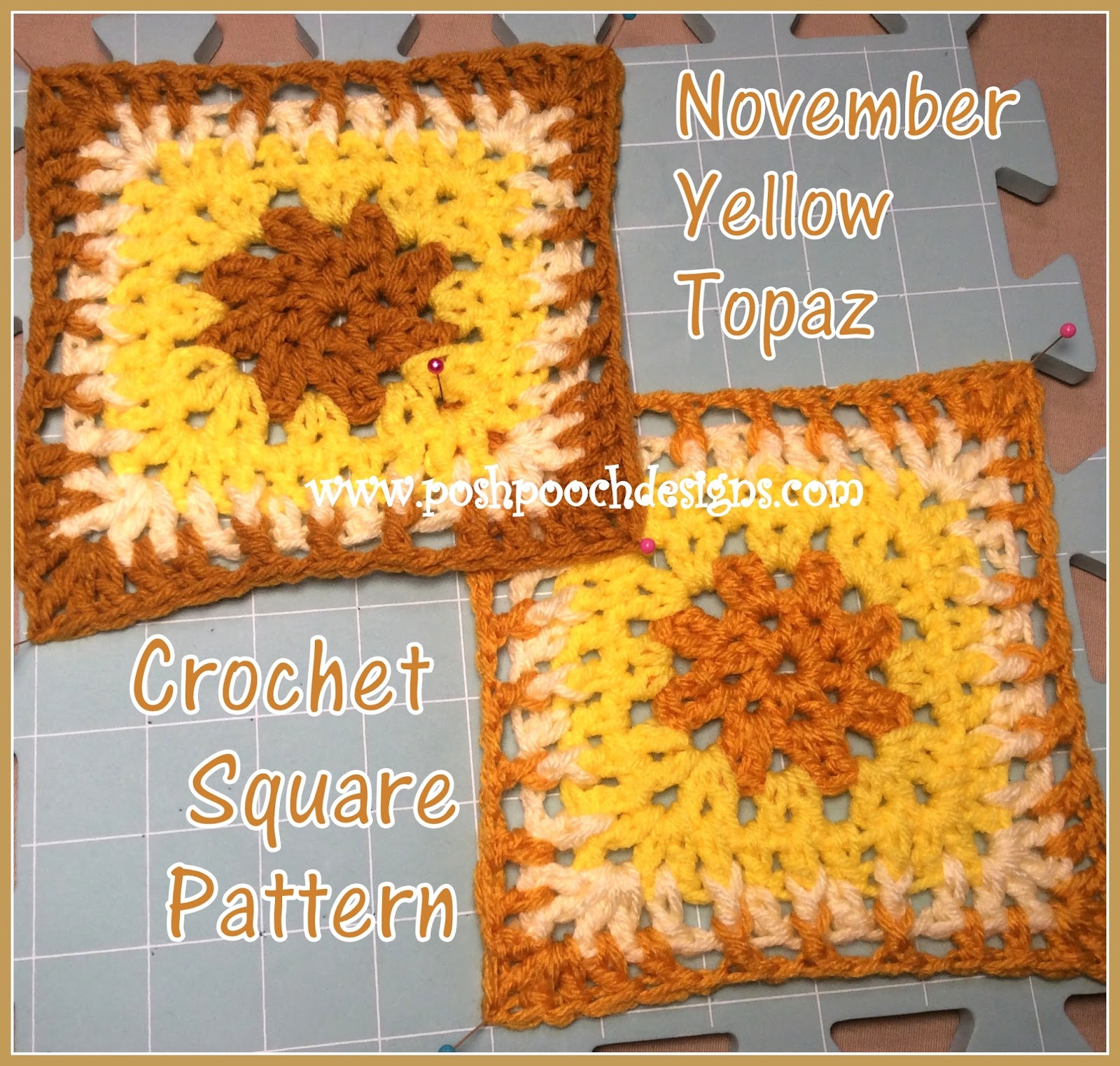 Posh Pooch Designs : November Yellow Topaz Crochet Square | Posh Pooch ...