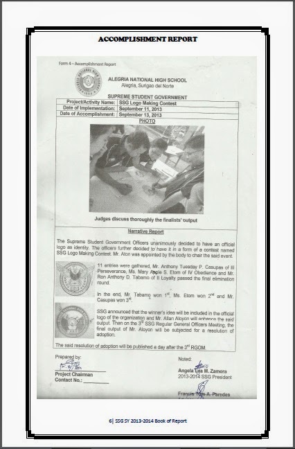 ANHS - SSG: Accomplishment Report