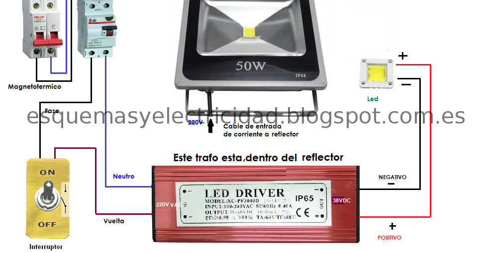 Esquemas eléctricos: Encendido reflector led