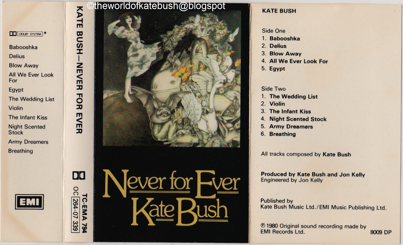 THE WORLD OF KATE BUSH: Never For Ever - UK First Issue Cassette