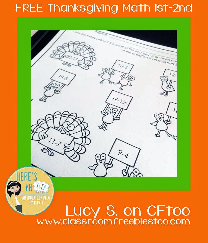 Classroom Freebies Too: FREE Thanksgiving Math - Color The Turkeys!