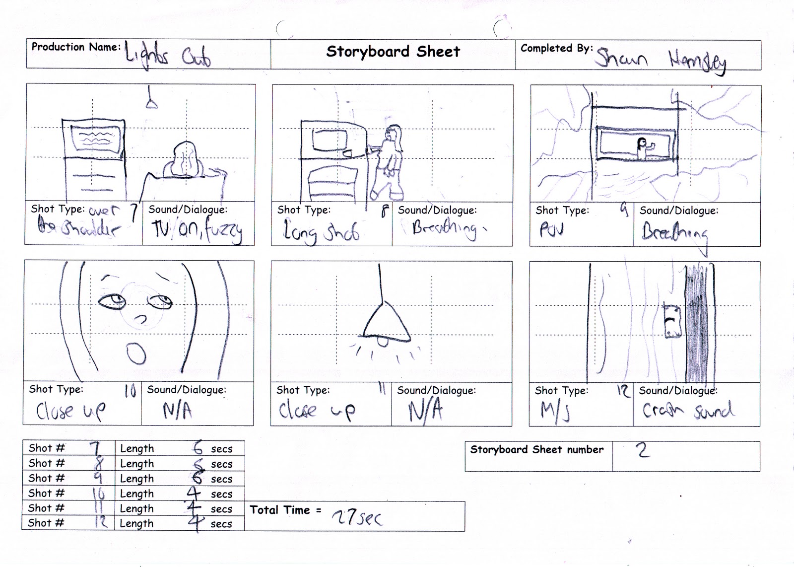 Foundation portfolio: Storyboard for our horror film