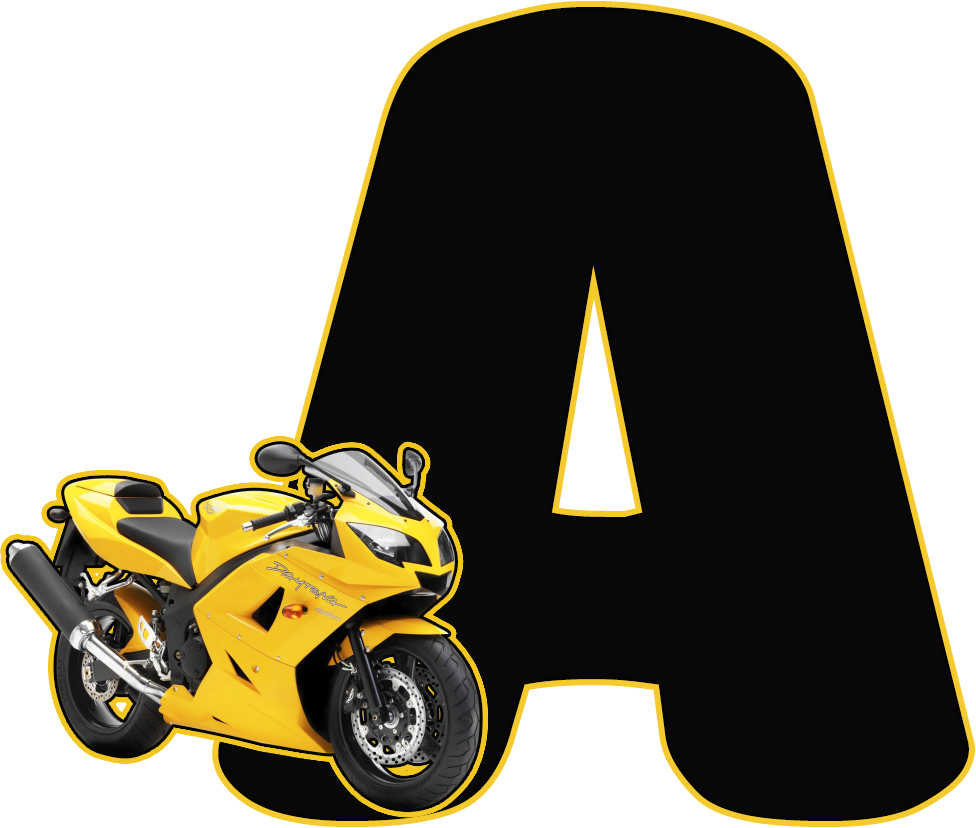 Alfabeto Decorativo: Alfabetos - Motos - PNG