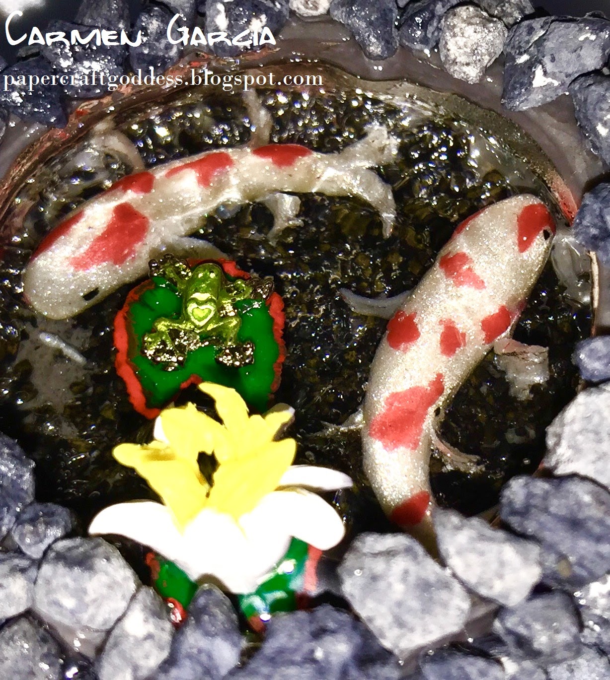 Papercraft Goddess: Finally...Miniature Koi Pond-THE BIG REVEAL!!!