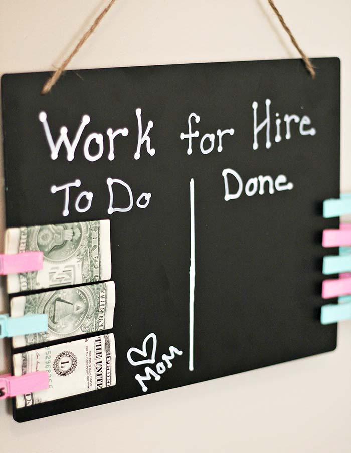 Easy DIY Chalkboard Money for Chores Chart (with VIDEO) | Sunny Day Family
