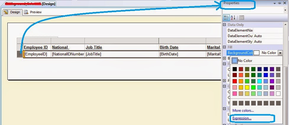 Satish MSBI World: How to change Background color in SSRS Report ...
