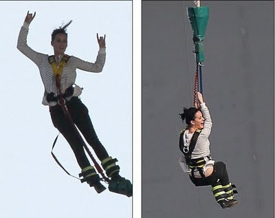Tudo e mais um pouco: Katy Perry salta de bungee jump