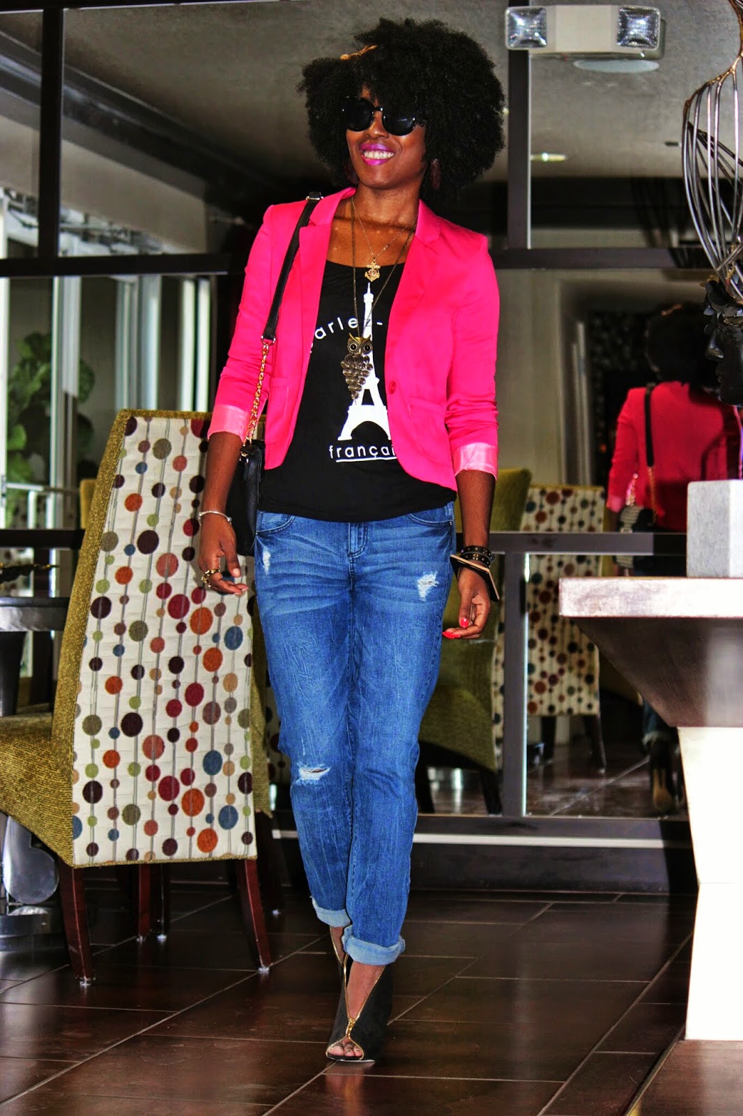 Jeans Lookbook Outfit 3 Blazer+Graphic Tank+Boyfriend Jeans ...