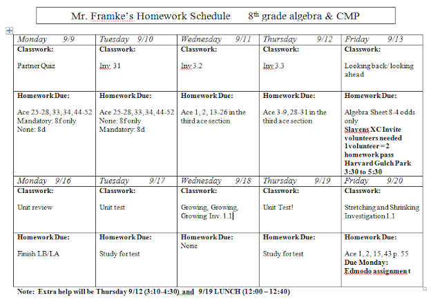 Slavens 8th grade math: 8th Homework assignment sheet